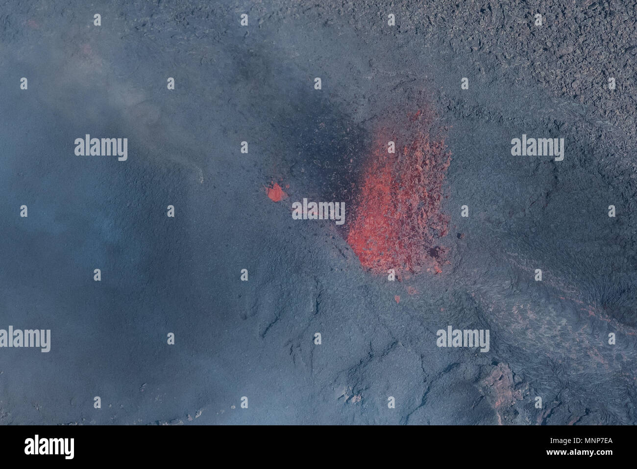 Hilo, Hawaii, USA. 18th May, 2018. An aerial view of lava spewing from ...