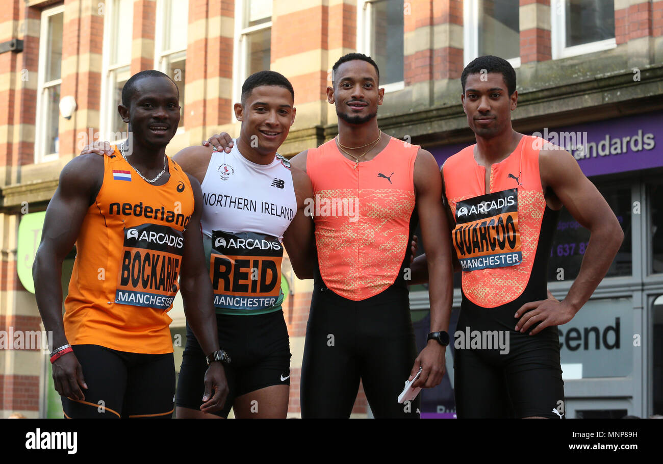 Manchester, UK. 18th May, 2018. Runners,, Solomon Bockarie, Leon Reid ...