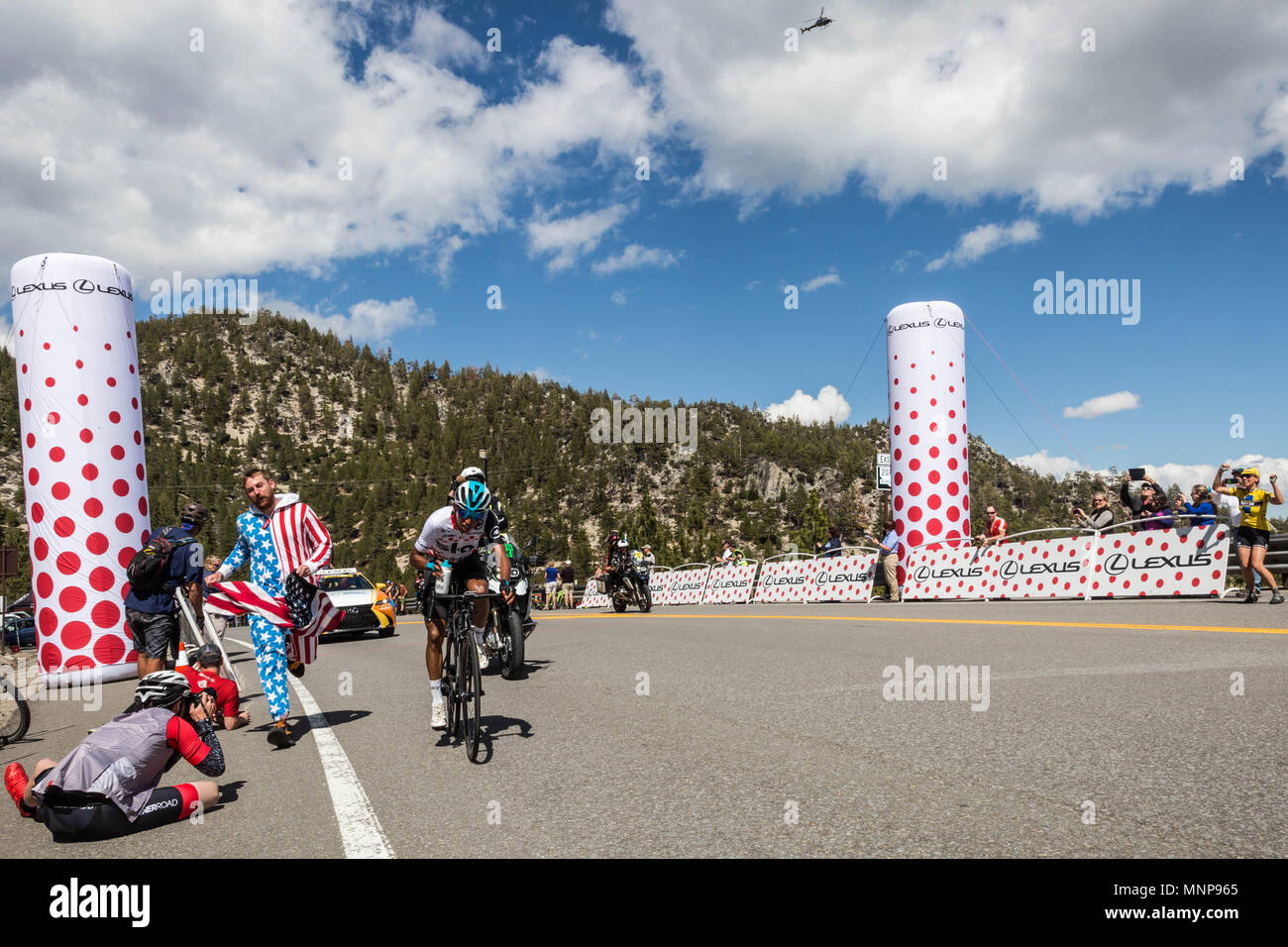 Nevada, USA. 18th May, 2018. EGAN BERNAL passes over Daggett Summitt ...