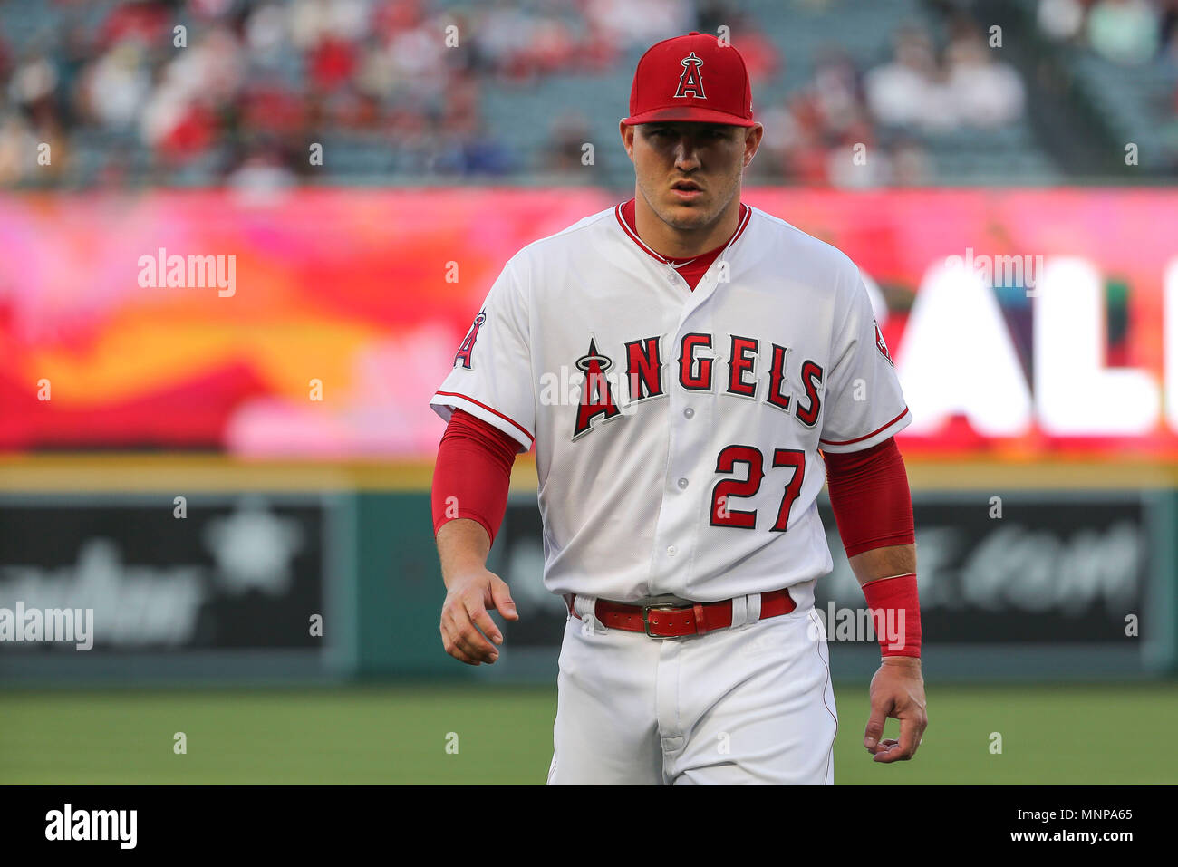 Anaheim, California, USA. May 18, 2018: Los Angeles Angels center ...