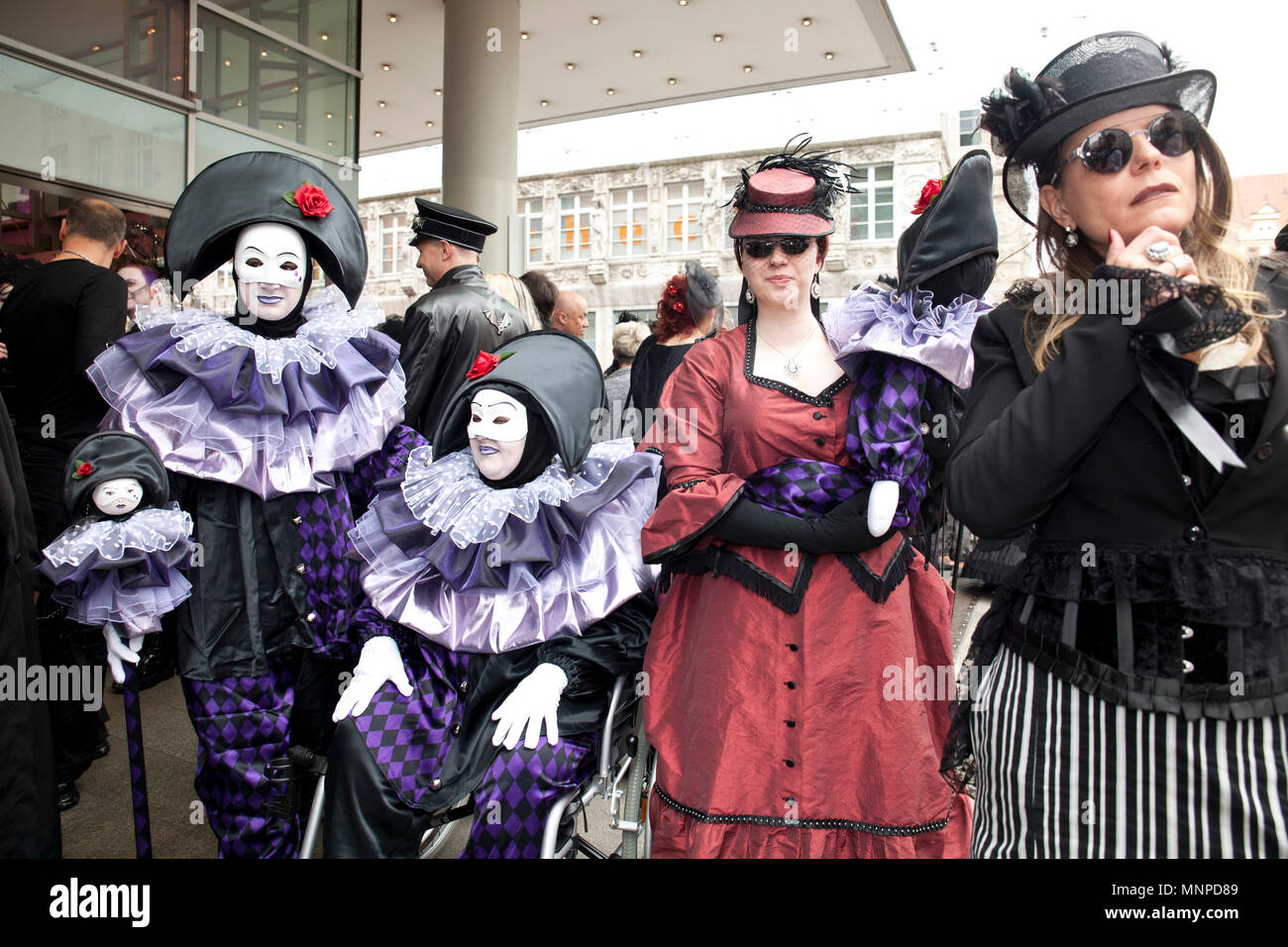 19 May 2018, Germany, Leipzig: Participants of the Wave-Gotik-Treffen ...