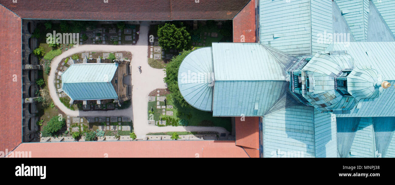 15 May 2018, Germany, Hildesheim: An aerial view of the legendary 1000 ...