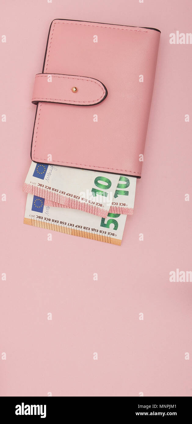 Wallet with Euro Currency on a Vibrant Blue Background. Business ...