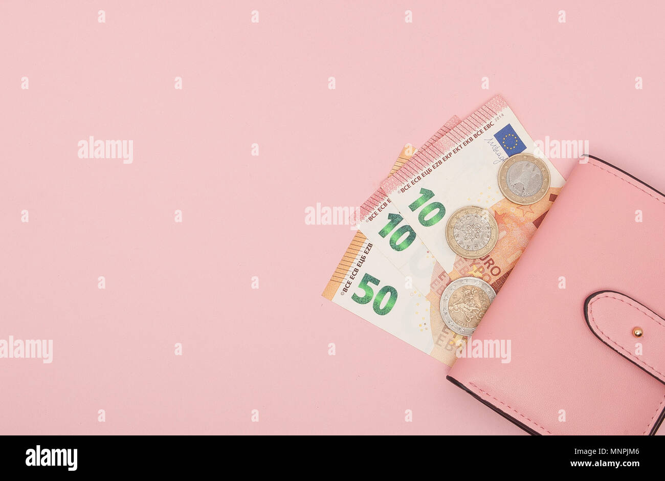 Wallet with Euro Currency on a Vibrant Blue Background. Business ...