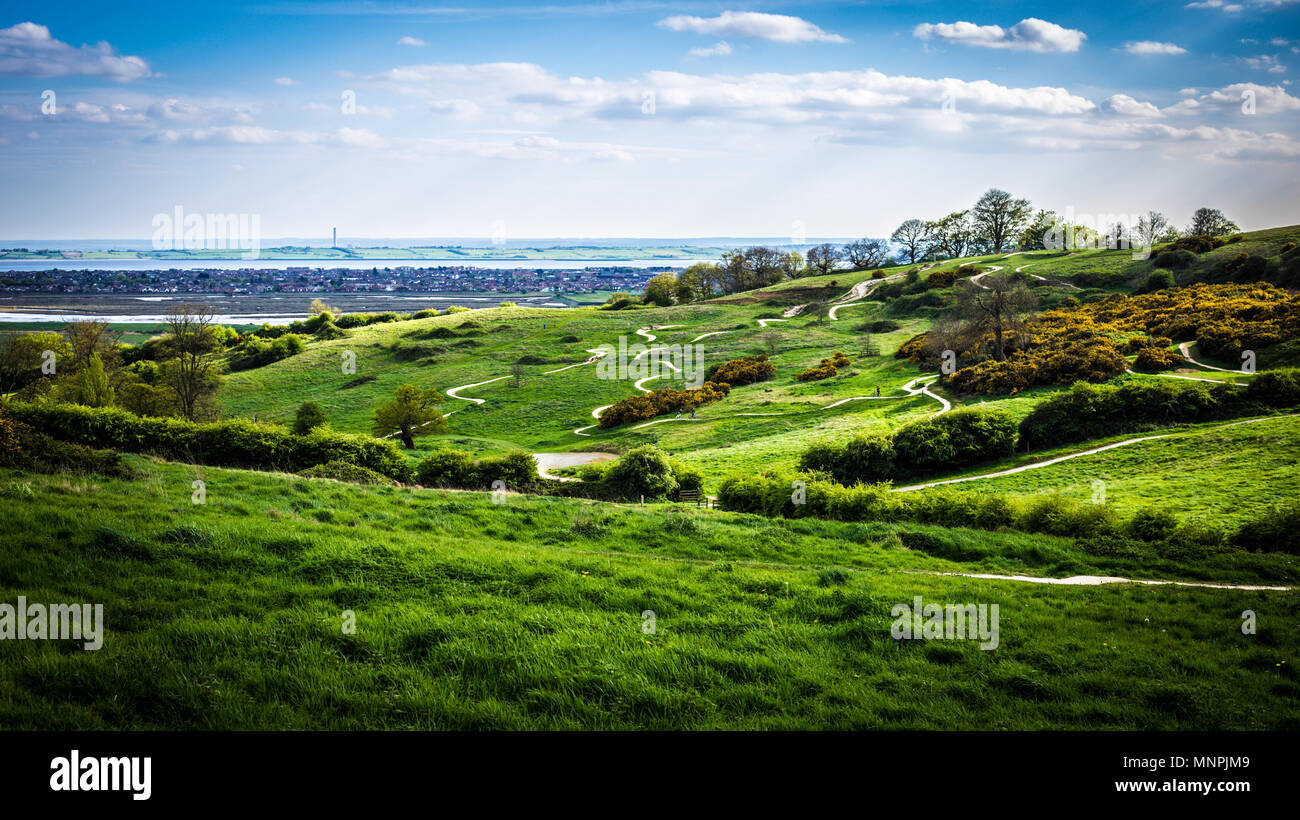 hills and mountain bike trails of Hadleigh Park near Benfleet, Essex ...