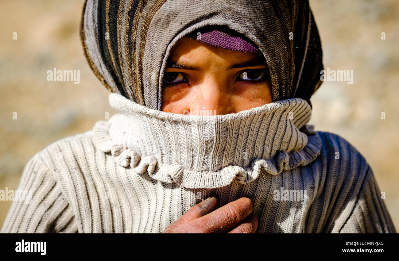 Portrait of a nomadic woman in the Dades Valley in southern Morocco ...
