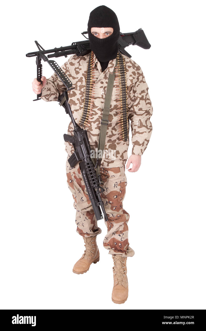 mercenary with gun - soldier of fortune isolated Stock Photo - Alamy
