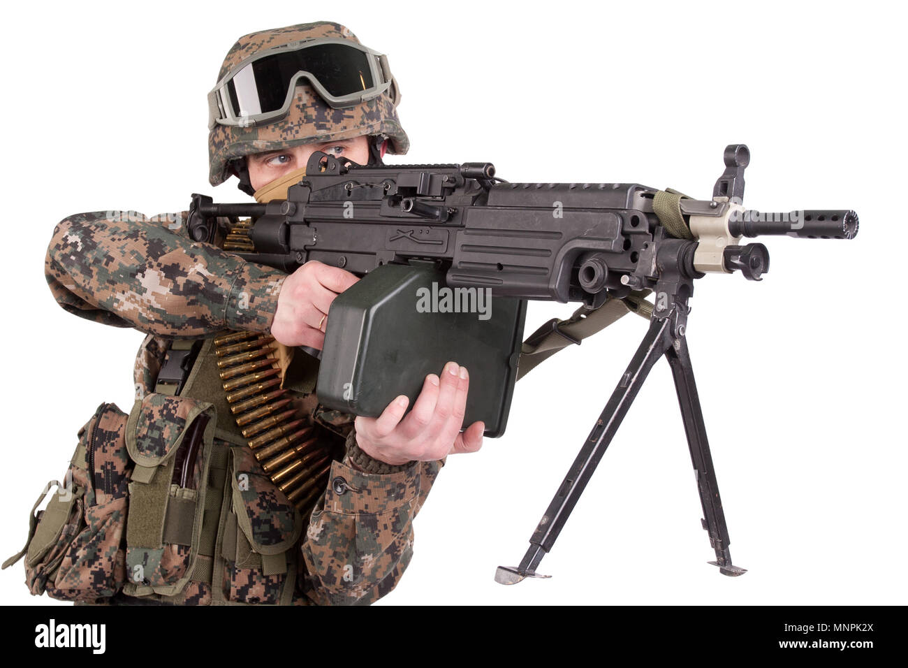 US MARINES with machine gun isolated Stock Photo - Alamy
