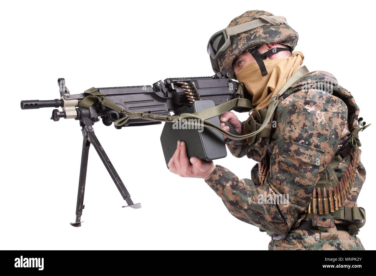 US MARINES with machine gun isolated Stock Photo - Alamy