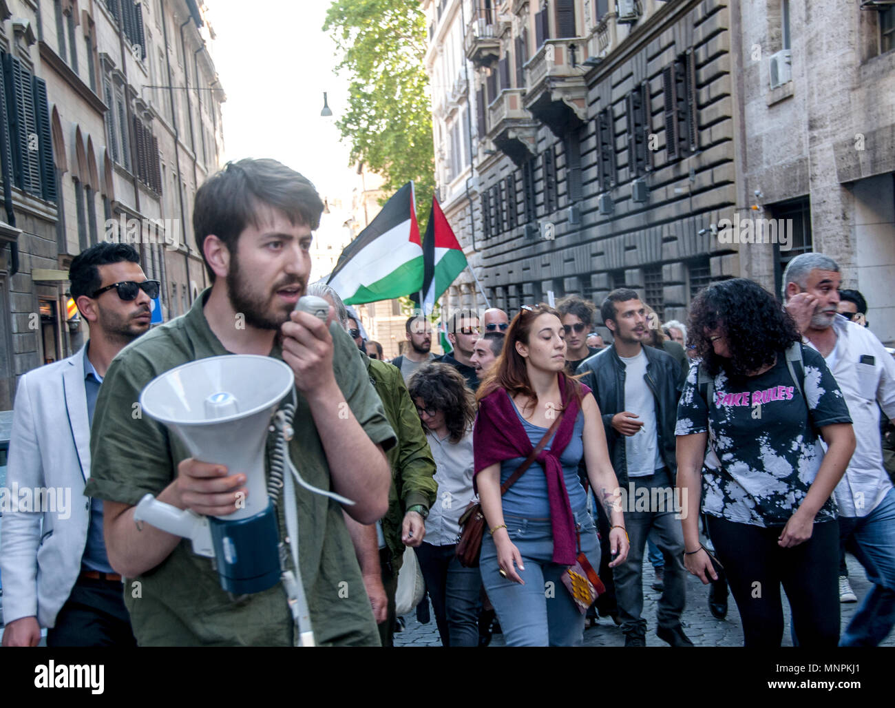 Rome, Italy. 18th May, 2018. Demonstration of the US embassy in Rome ...