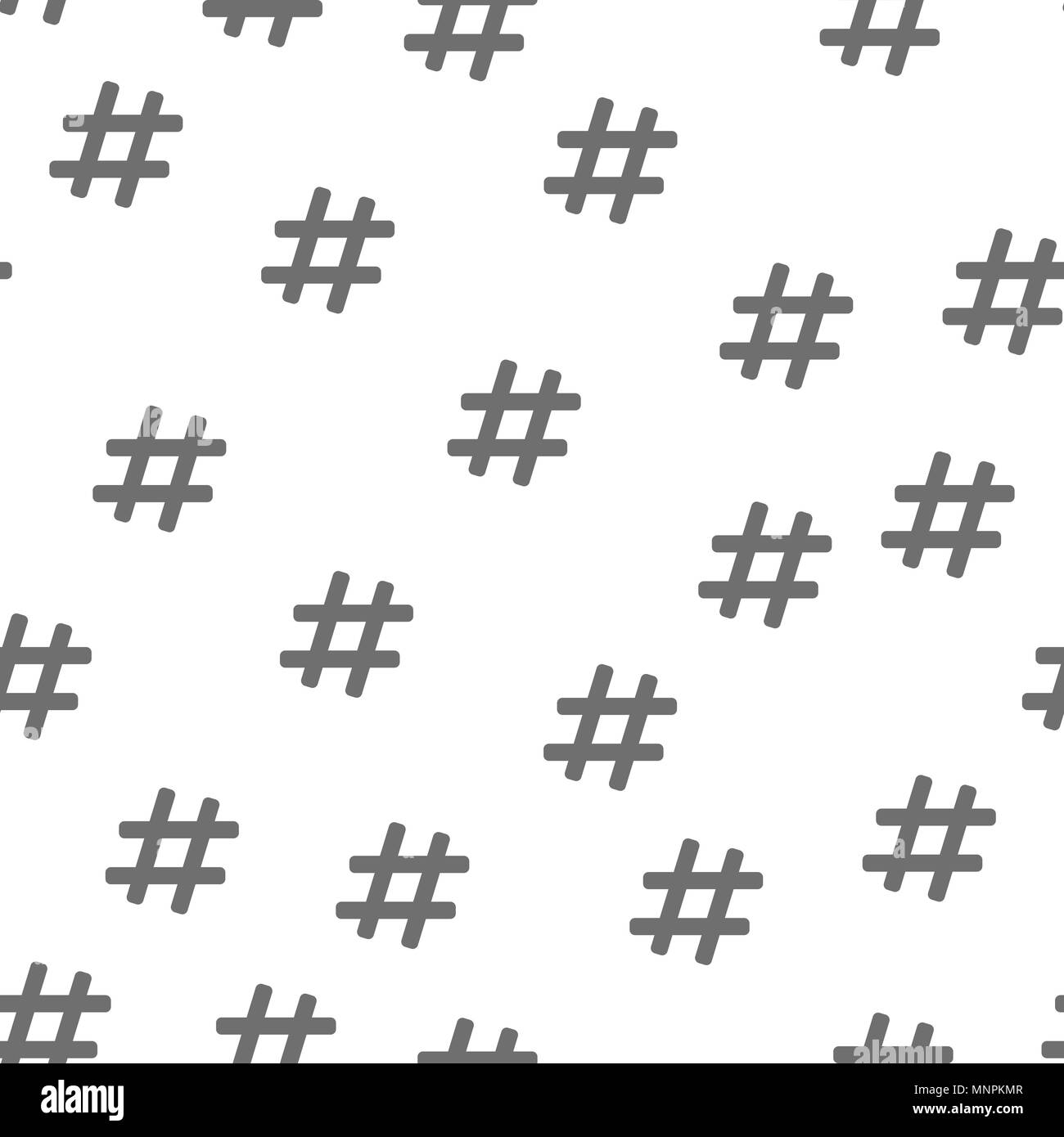 Hashtag symbol seamless pattern, isolated on white background. Vector ...