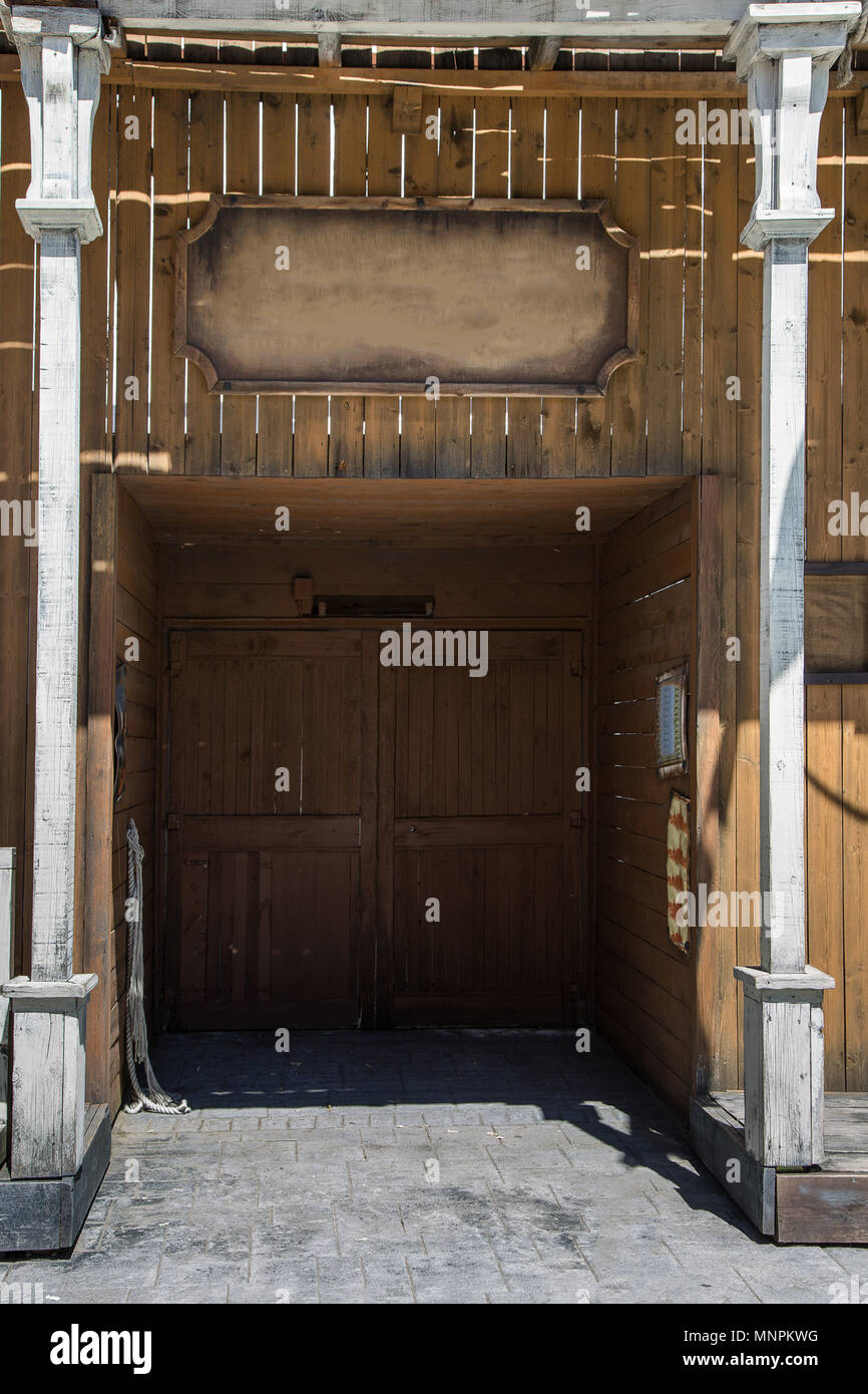 Wooden Closed Gate in Wooden Structure with Plank Stock Photo - Alamy