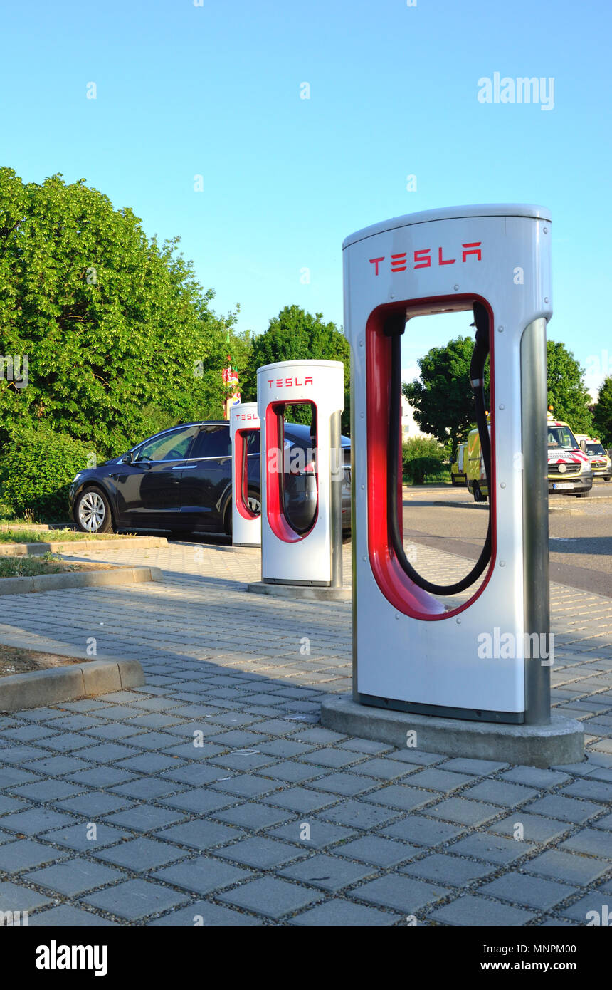 Ellwangen, Germany - May 10, 2018: Tesla Supercharger Stations (480 ...