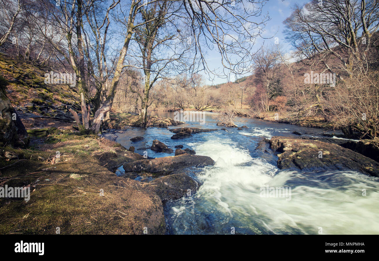 Ogwen Bank creek in early spring in Snowdonia National Park, North ...