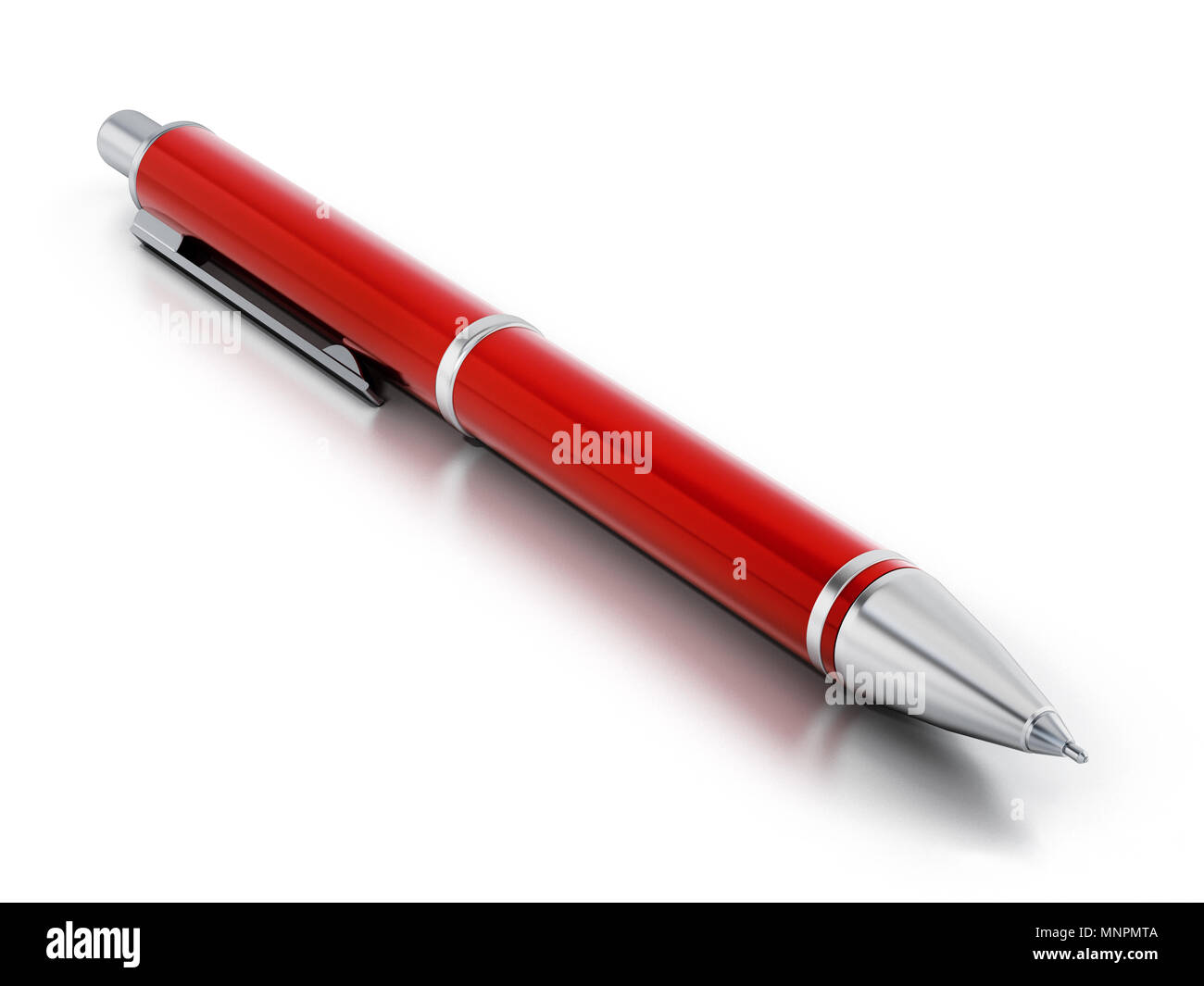 Red ballpoint pen isolated on white background. 3D illustration Stock ...