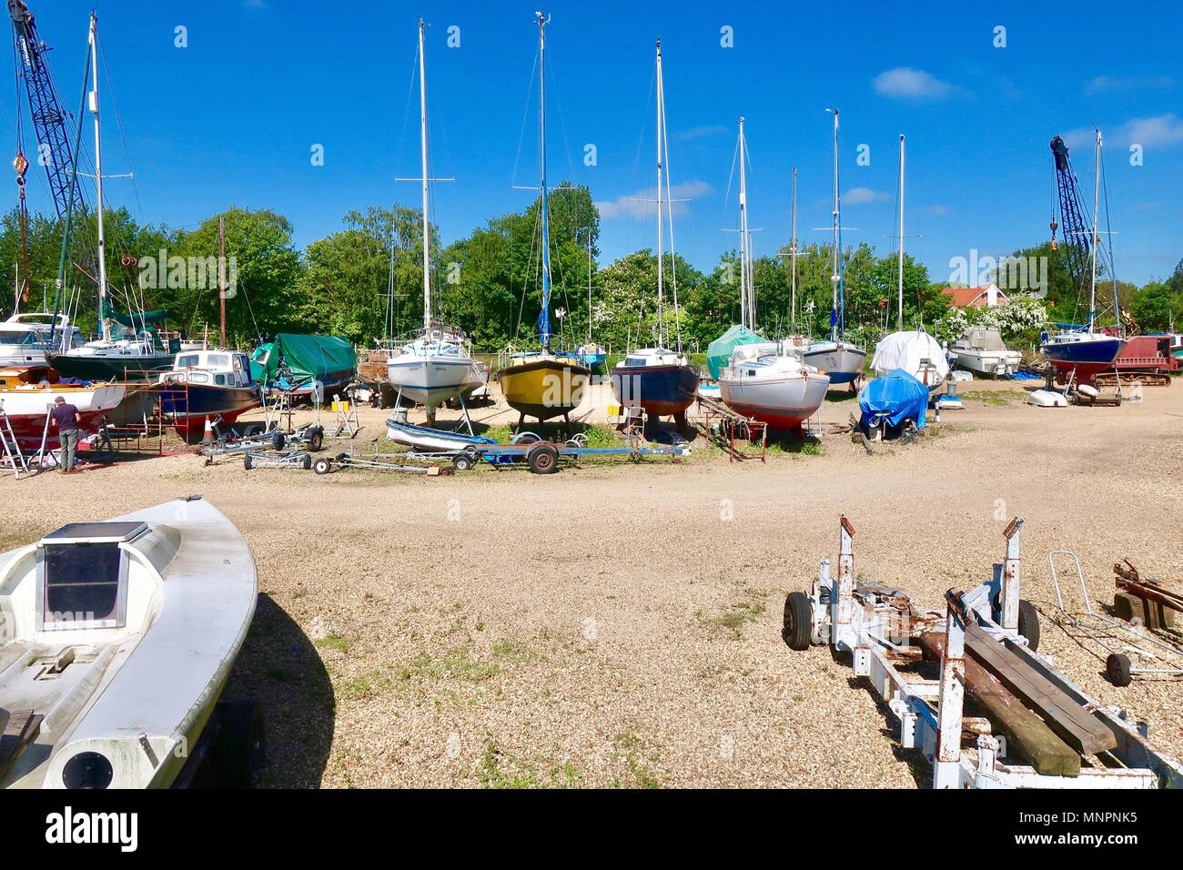 Eversons boatyard by the River Deben, Woodbridge, Suffolk. May 2018 ...