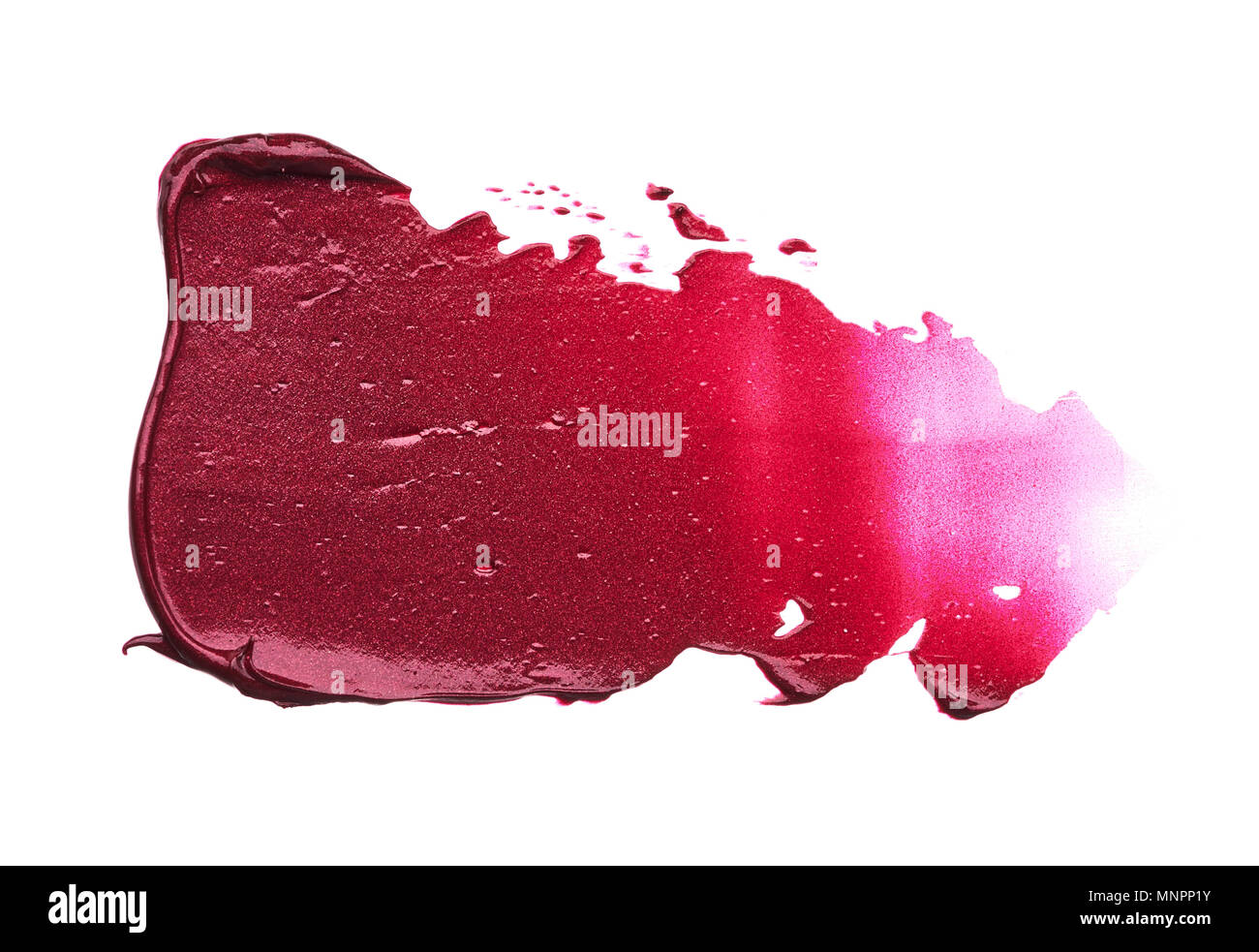 Red makeup smear of matte lip gloss isolated on white background. Red ...
