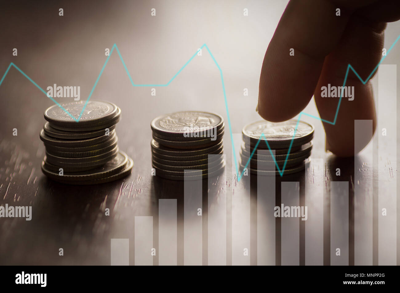 Finance capital banking and accounting growing up concept, finger step ...