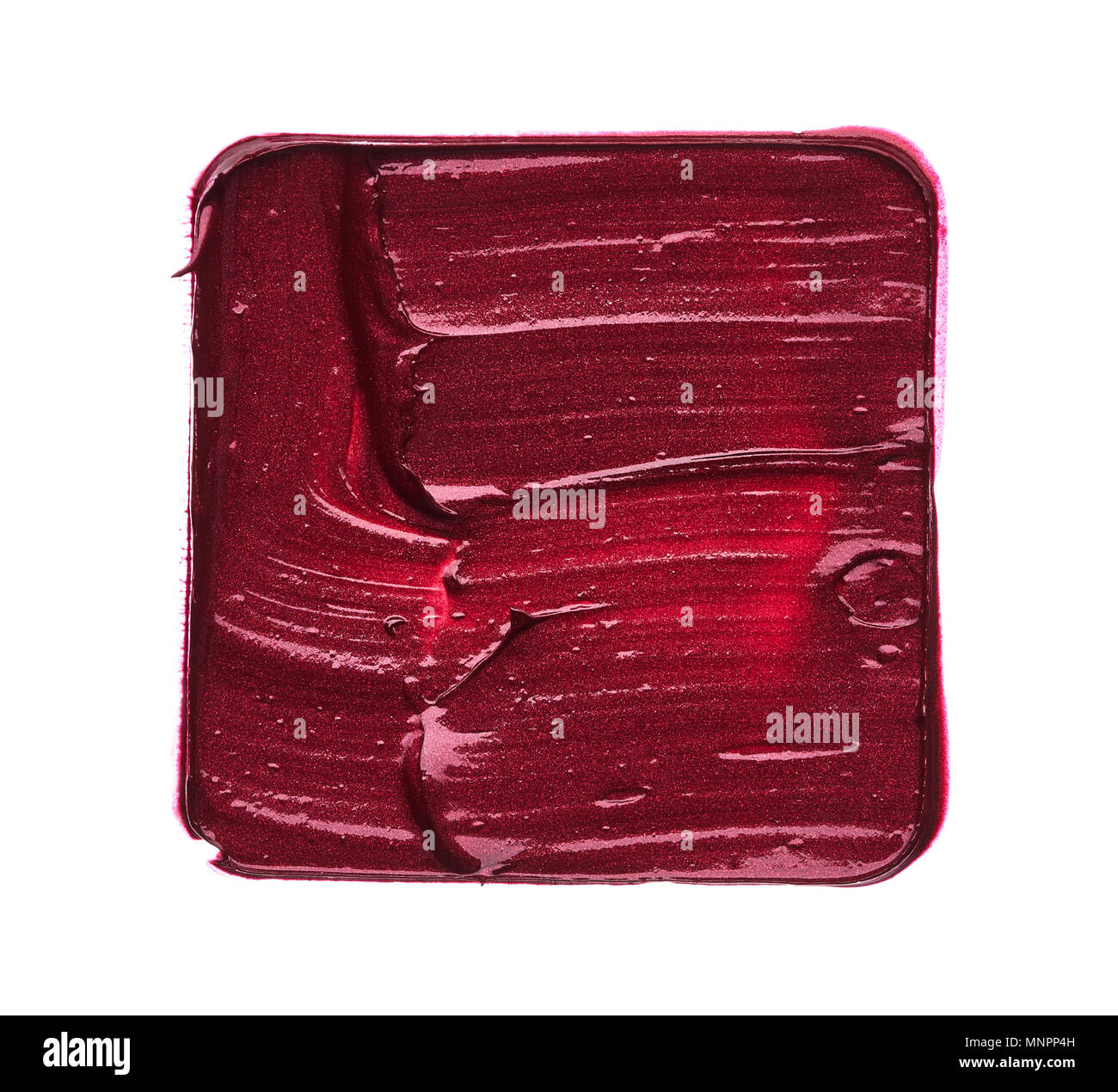 Red makeup smear of matte lip gloss isolated on white background. Red ...