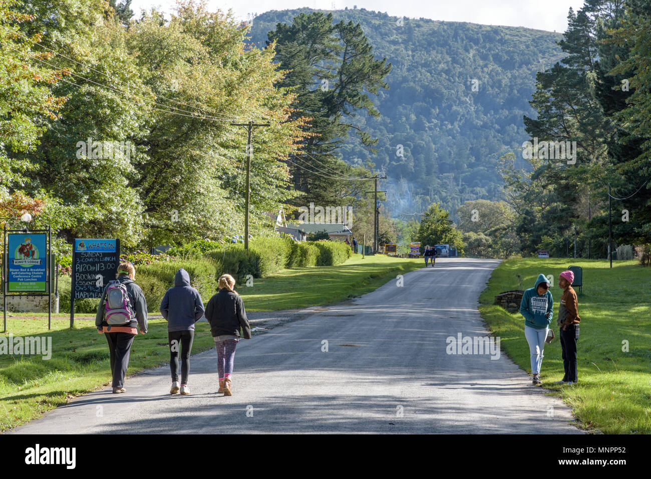 Walking down the main street of Hogsback, South Africa Stock Photo - Alamy