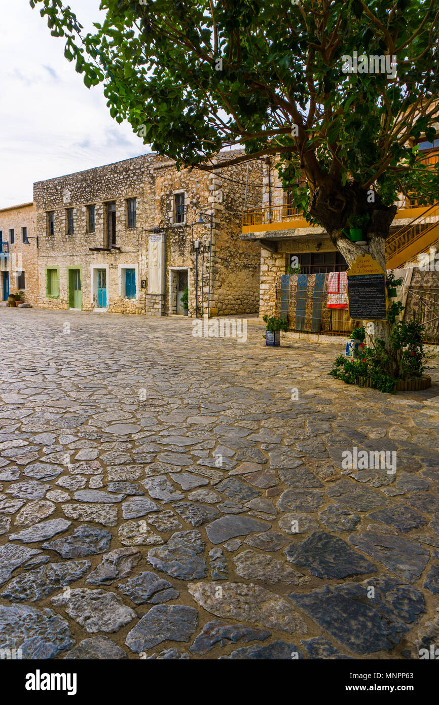 Street view from the traditional village of Areopoli in Mani ...