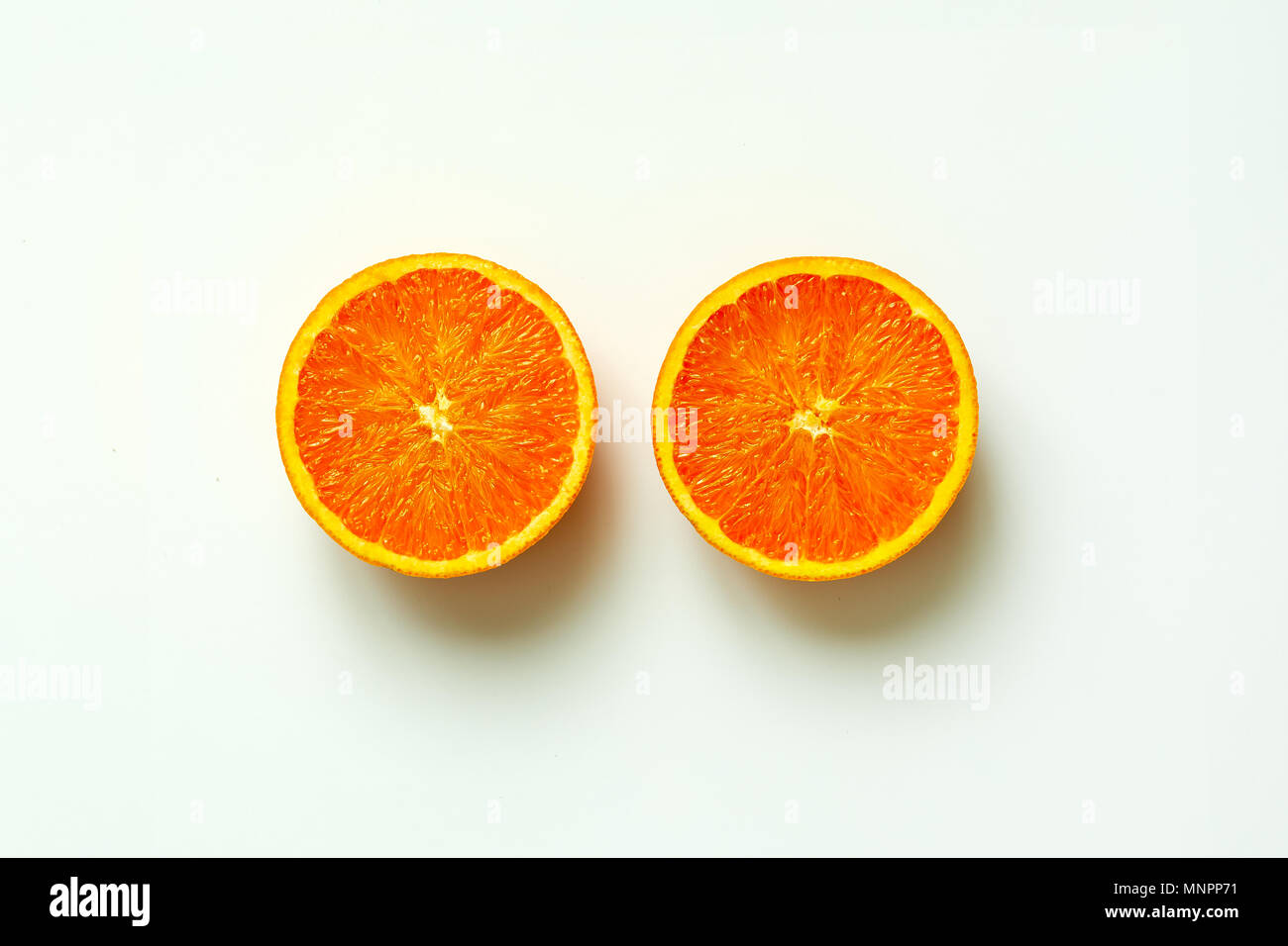 Orange fruit. Orange half fruit sliced isolate on white background seen ...