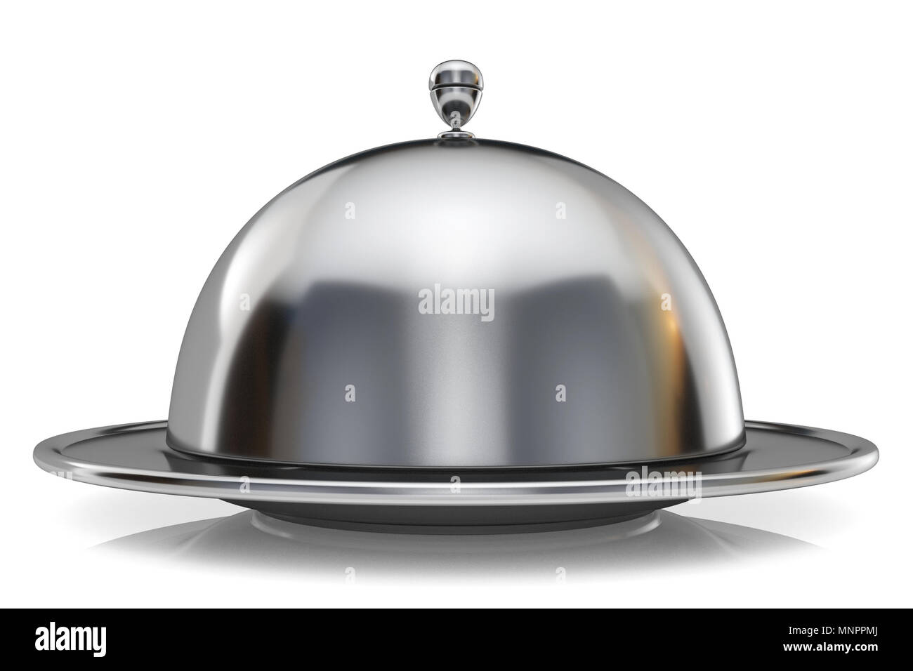 Metal restaurant cloche 3D rendering illustration isolated on white ...