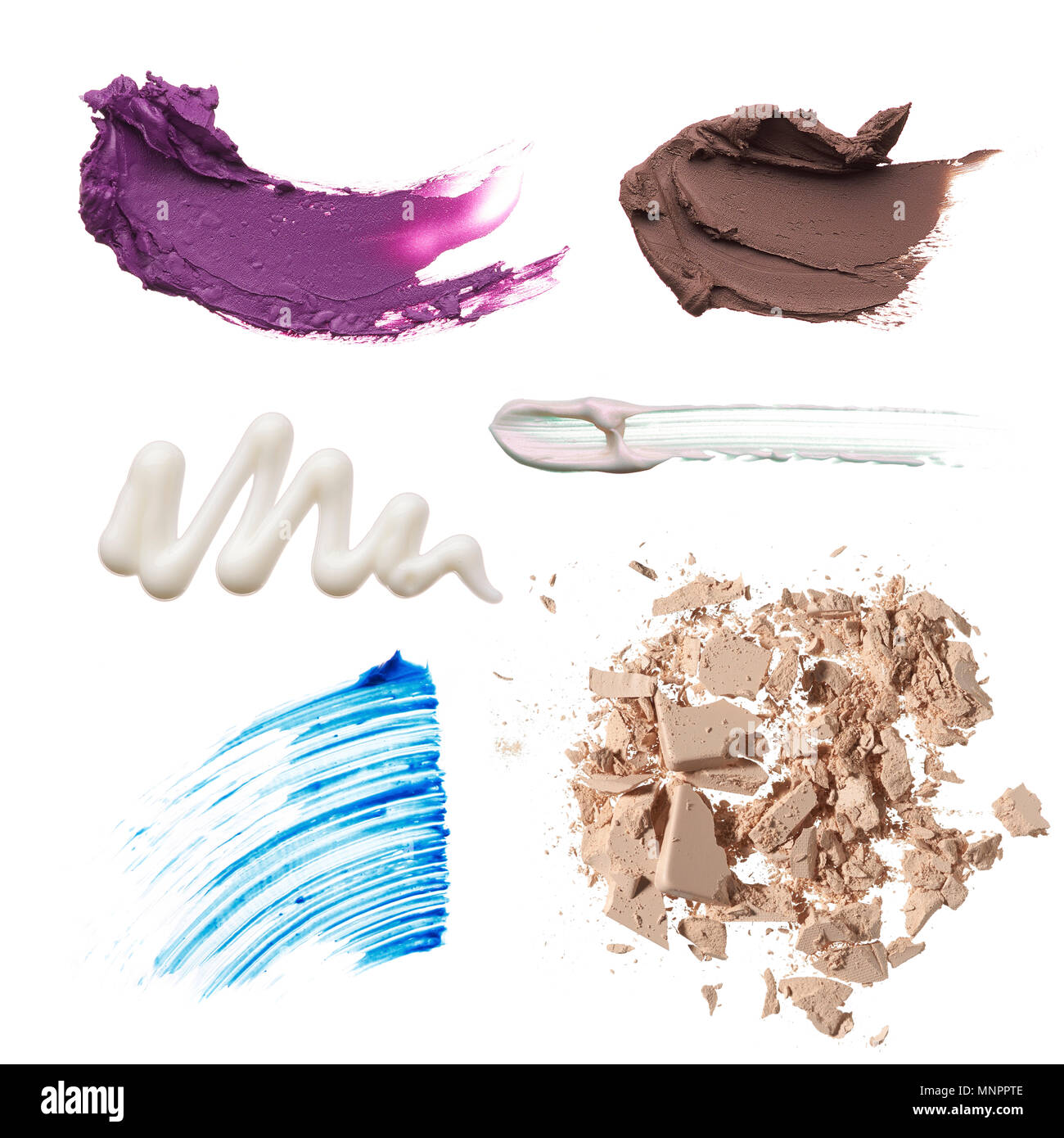 Smears of different colors are made by various cosmetic products ...