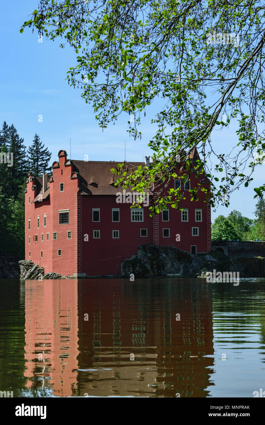 Red Castle on a Lake Stock Photo - Alamy