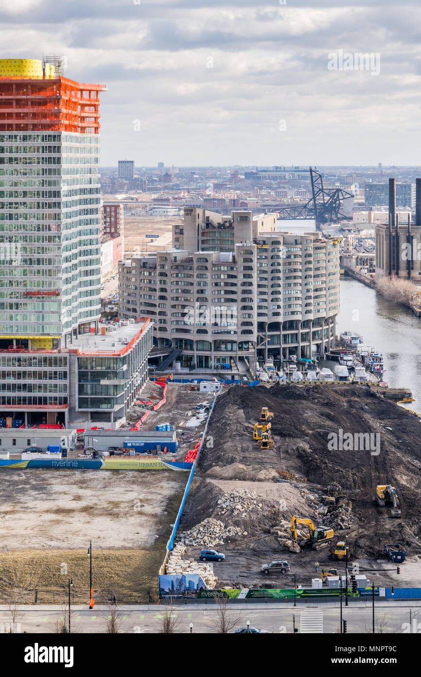 Aerial view of Riverline condominium building during construction Stock ...