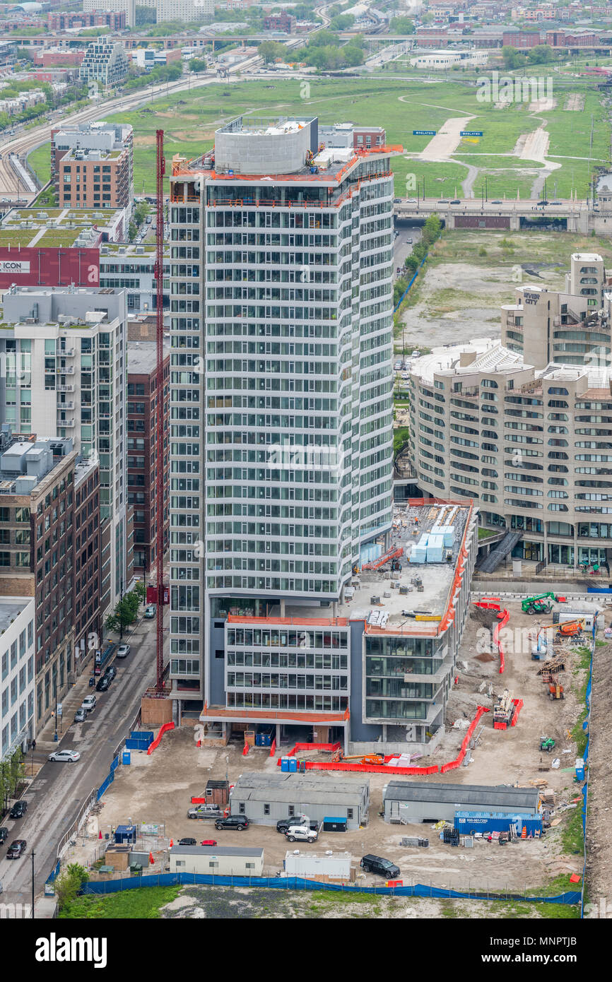 Aerial view of Riverline condominium building during construction Stock ...