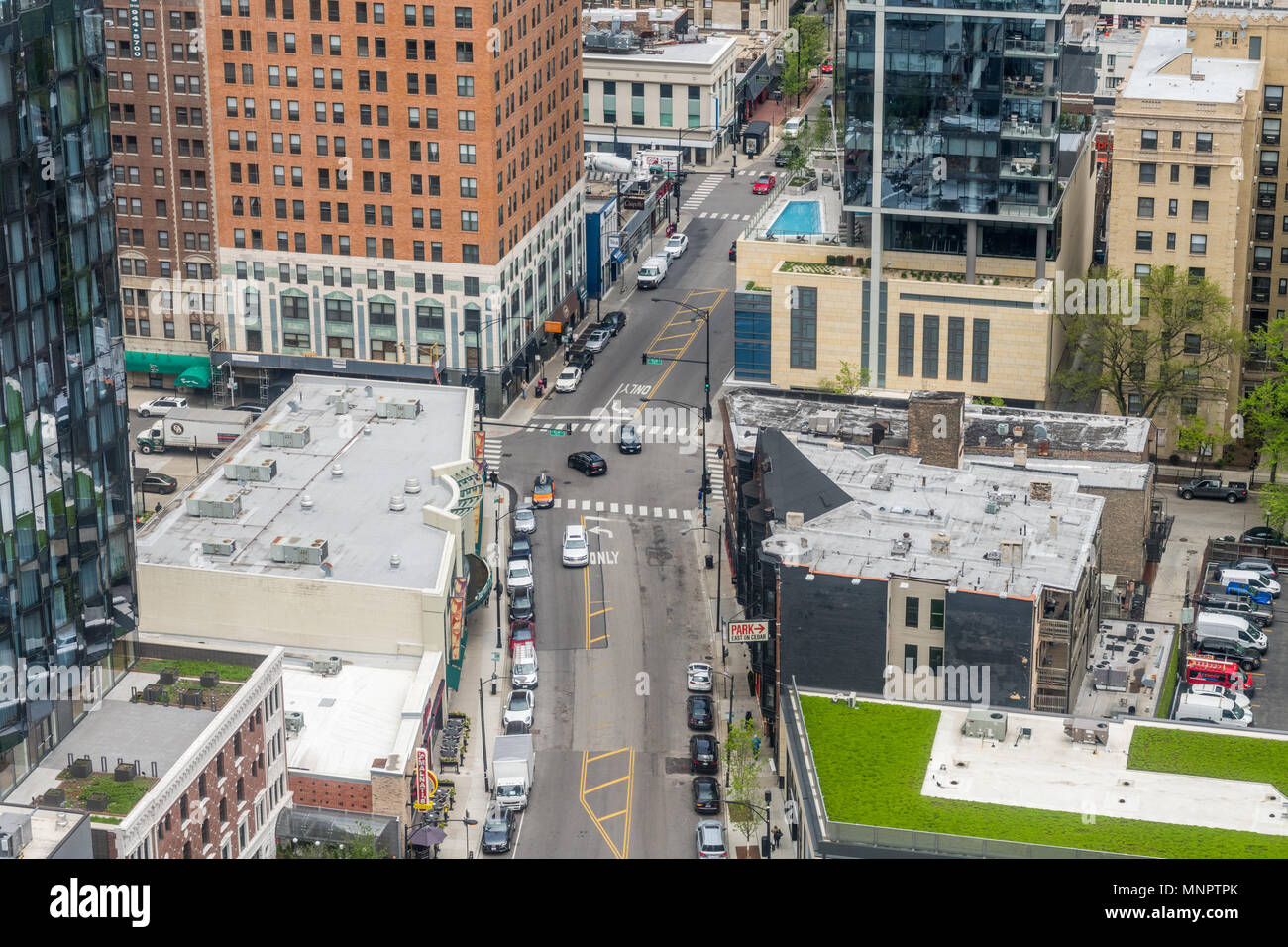 Aerial view of Rush street in the Gold Coast neighborhood Stock Photo ...