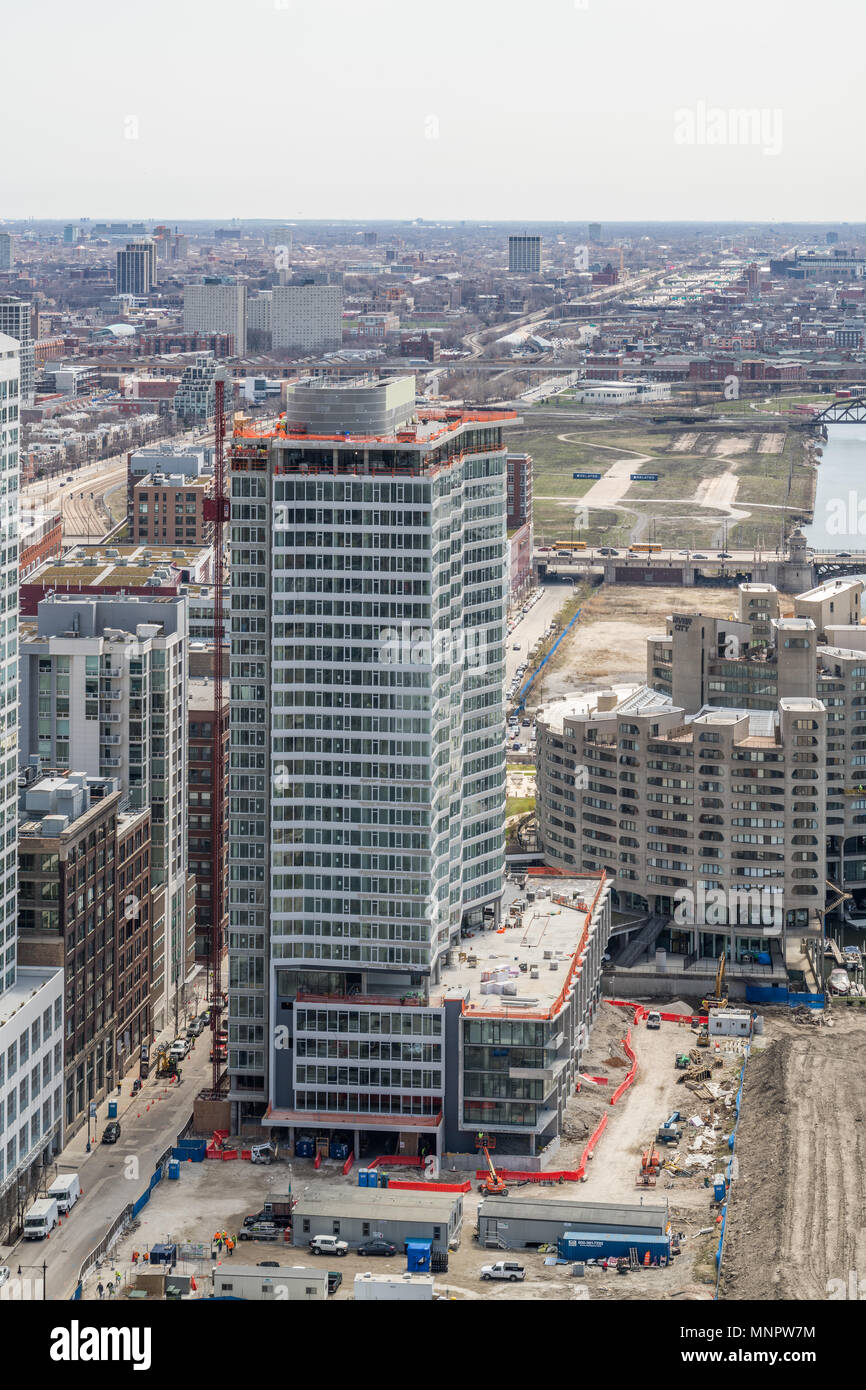 Aerial view of Riverline condominium building during construction Stock ...