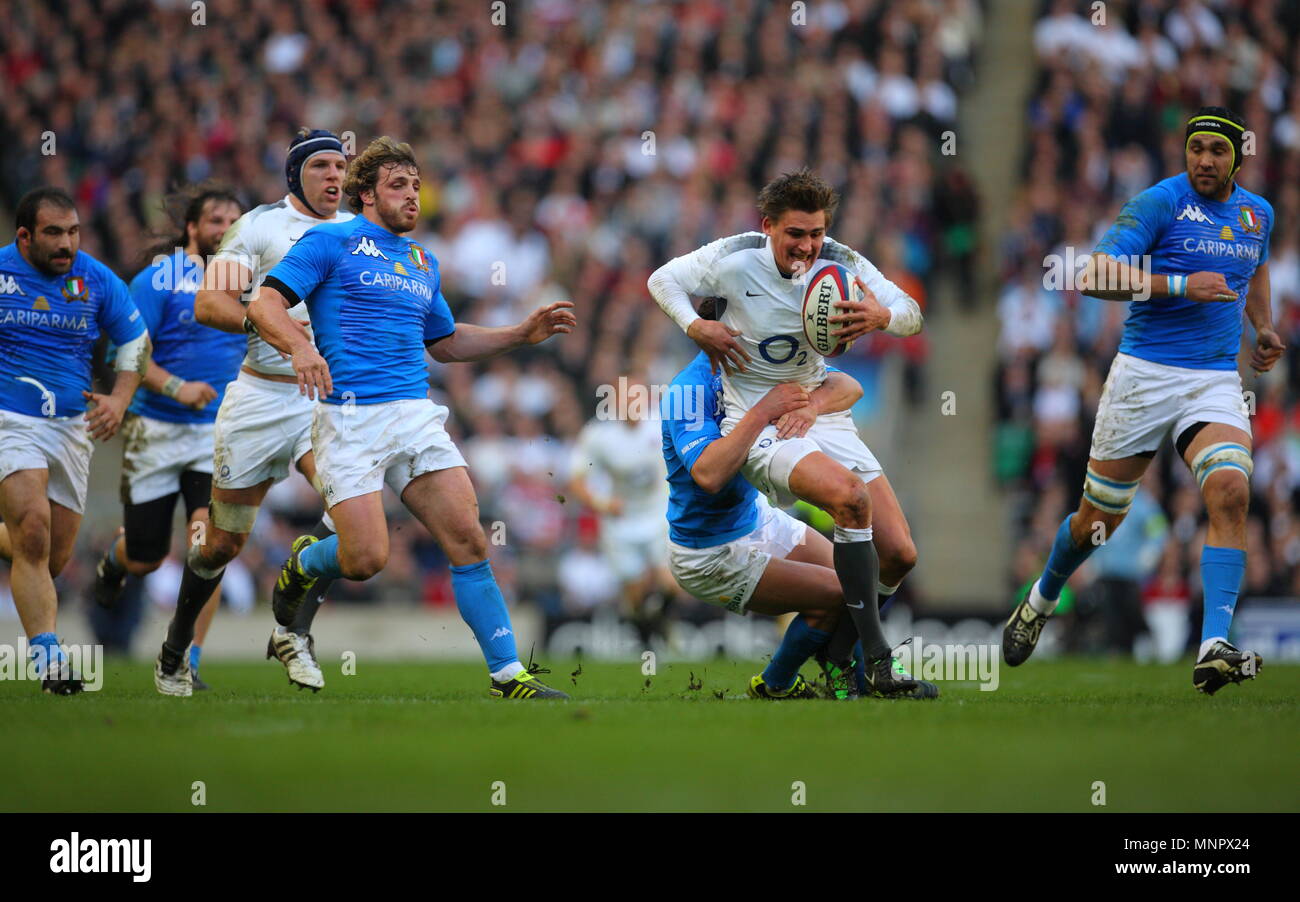 Toby Flood of England brought down during the England vs. Italy RBS 6 ...