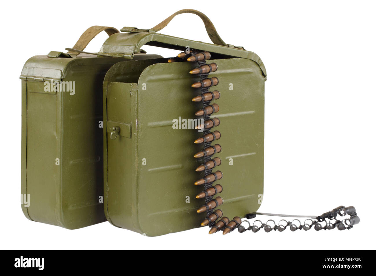 Soviet Maxim gun green ammunition box with machine-gun belt Stock Photo ...