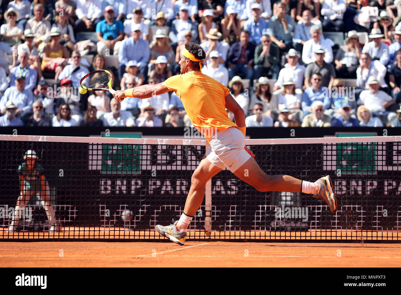 Rome, Italy. 19th May, 2018. Rafael Nadal (ESP) in action during his ...