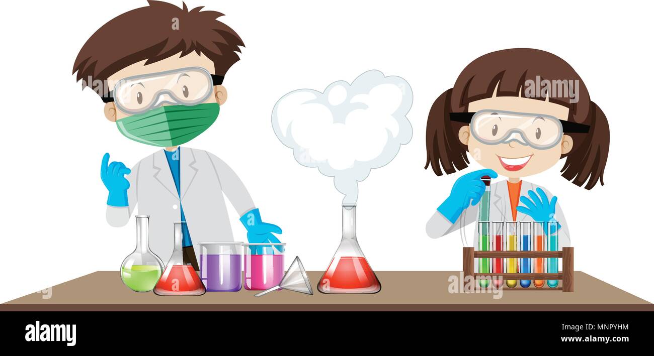 Student Experiment in Lab Class illustration Stock Vector Image & Art ...