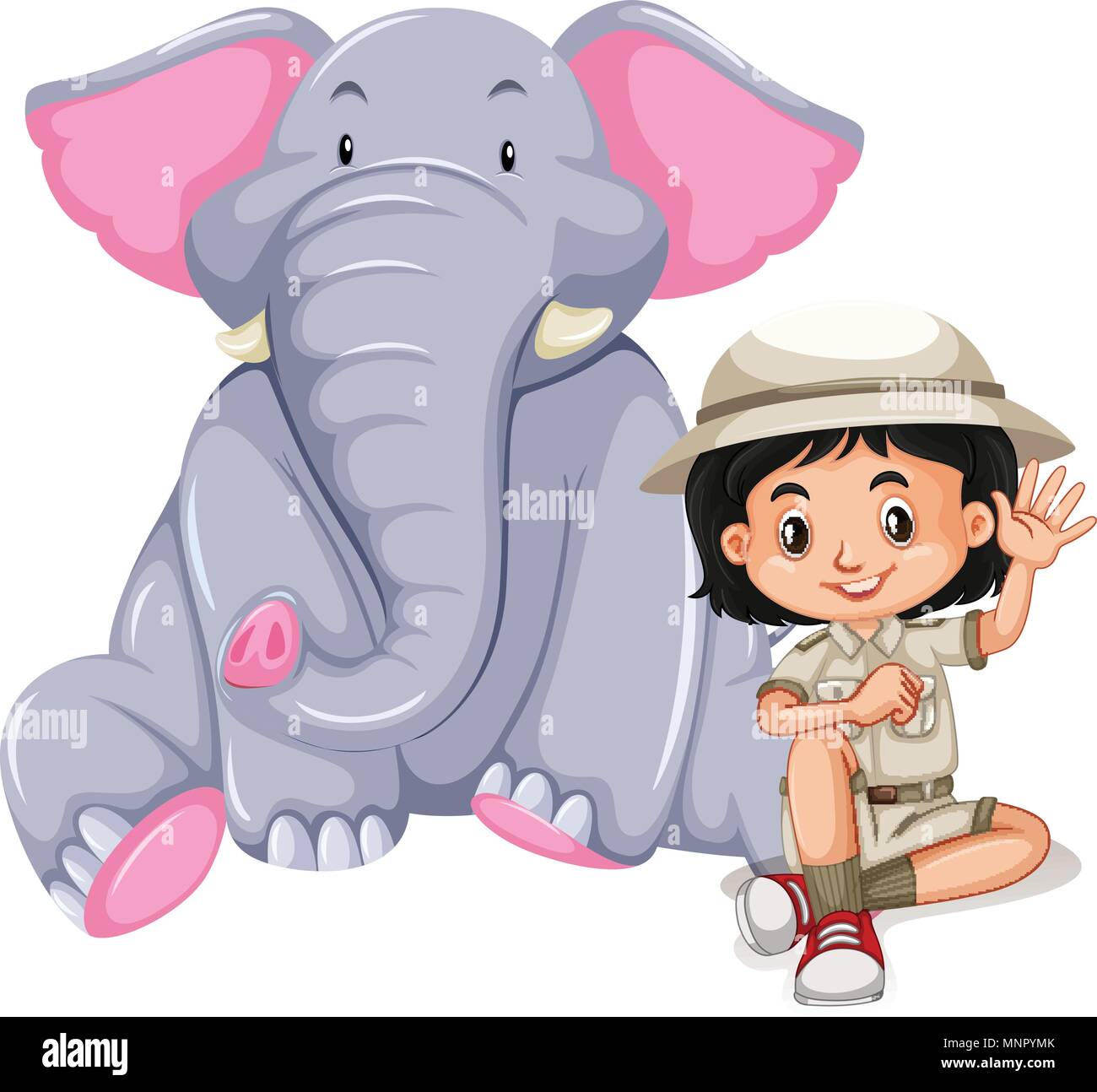 A Safari Girl with Elephant illustration Stock Vector Image & Art - Alamy