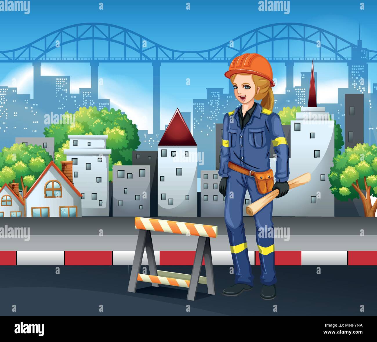 Worker building house in Stock Vector Images - Alamy