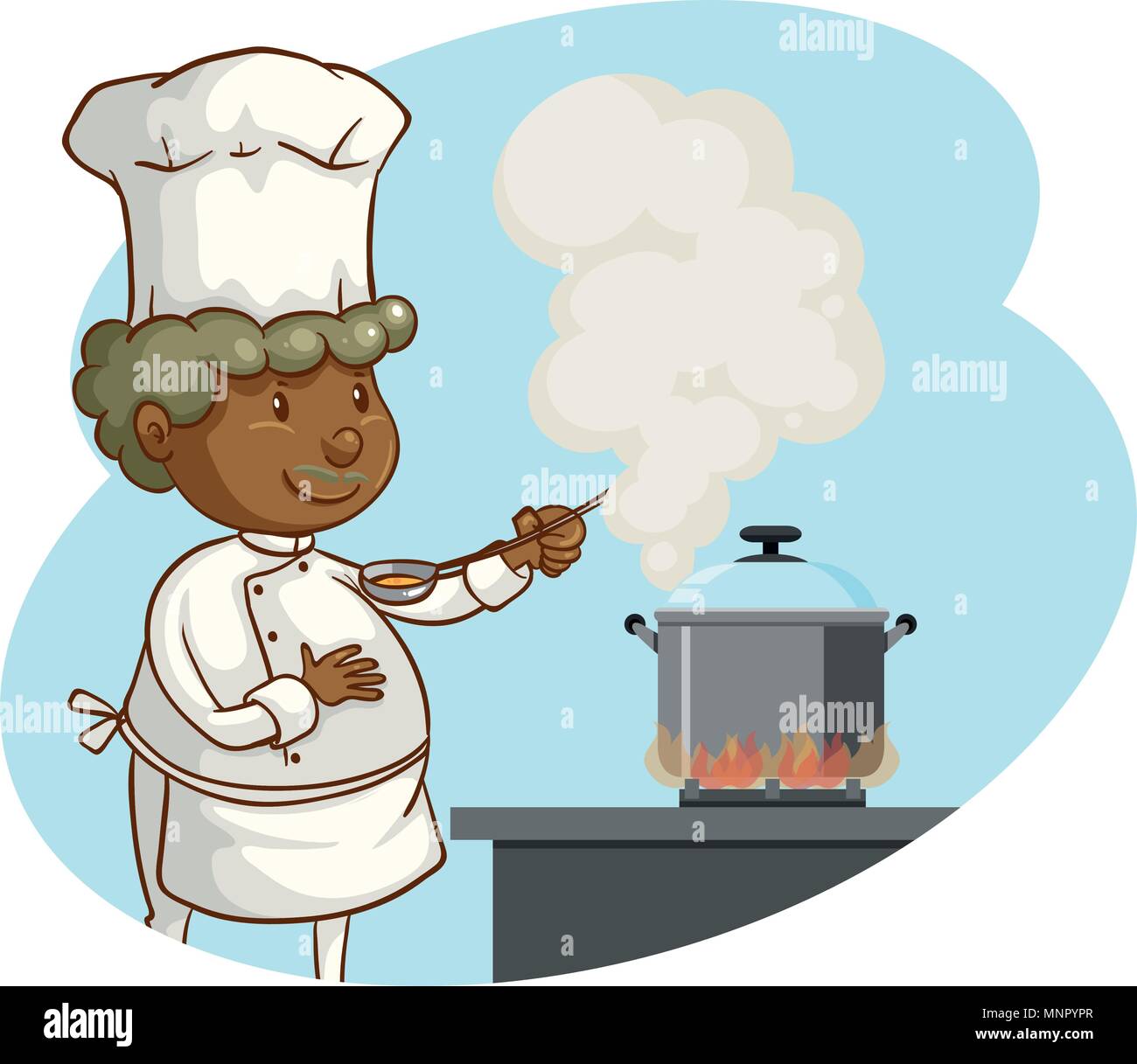 A Professional Chef Cooking on White Background illustration Stock ...