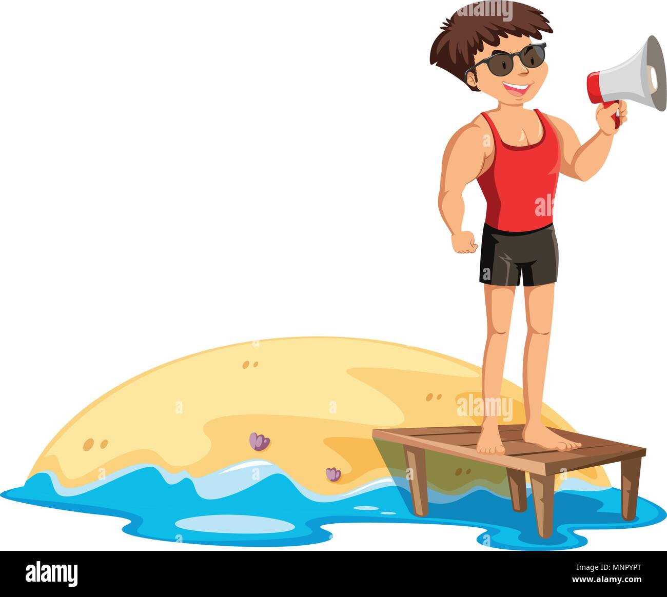 A Fit Lifeguard Next to the Shore illustration Stock Vector Image & Art ...