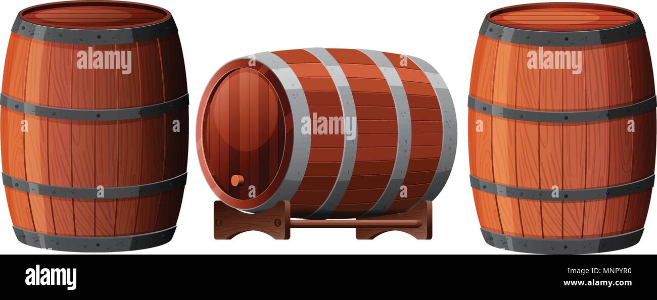 Wooden barrel set wine Stock Vector Images - Alamy