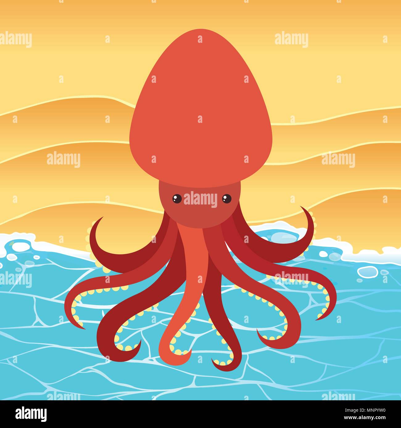 Octopus on the beach illustration hi-res stock photography and images ...