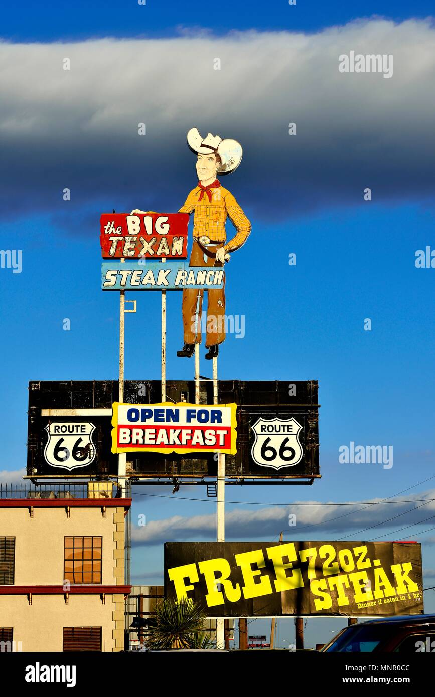 Advertising sign for Restaurant, Big Texan Steakhouse, Route 66 ...
