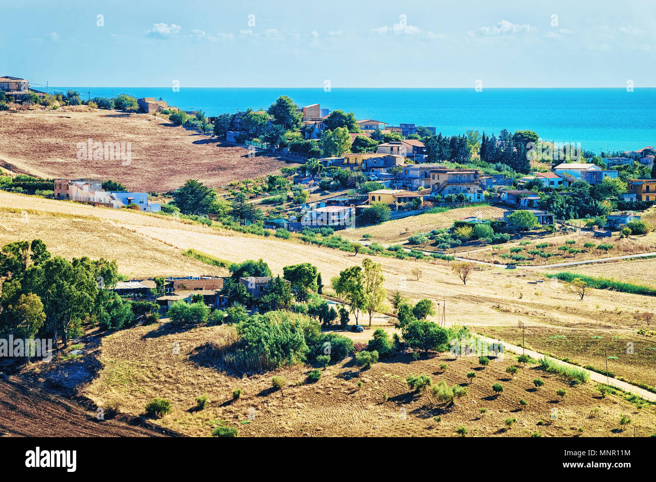 Landscape and Mediterranean Sea in the Valley of the Temples in ...