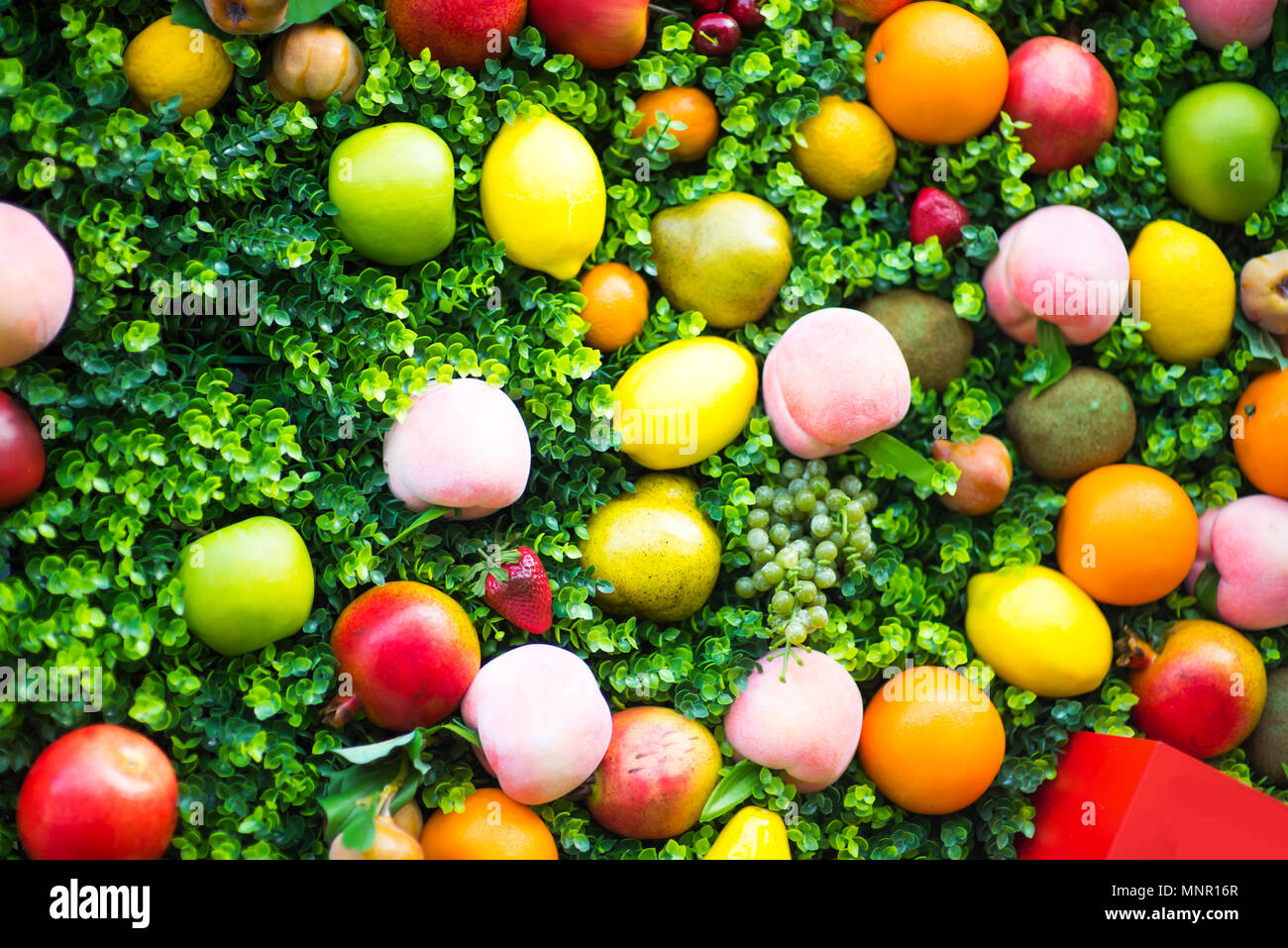 A composition of fruits on a white background. Pattern made from fresh ...