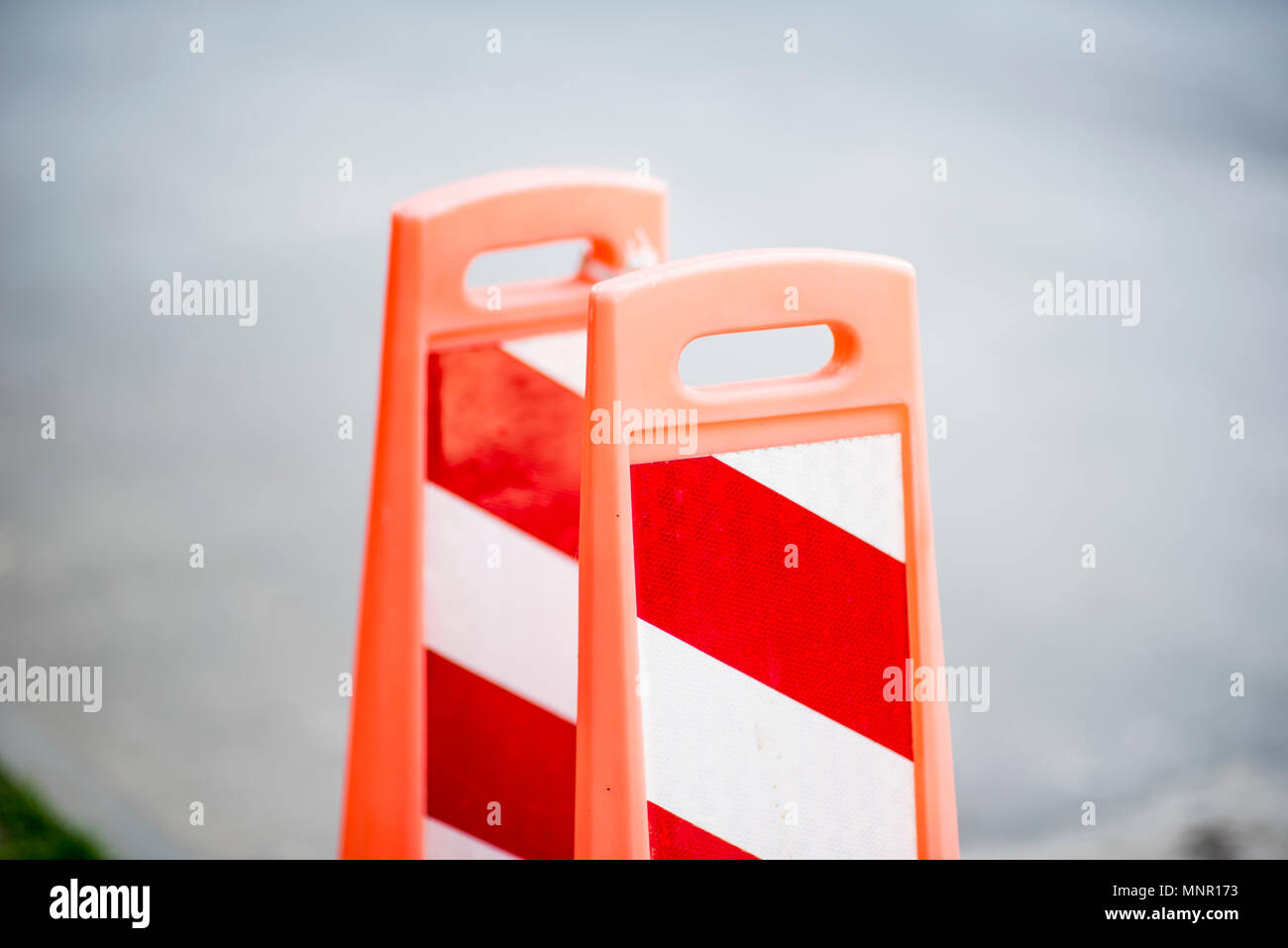 Roadwork signs on the Street Stock Photo - Alamy