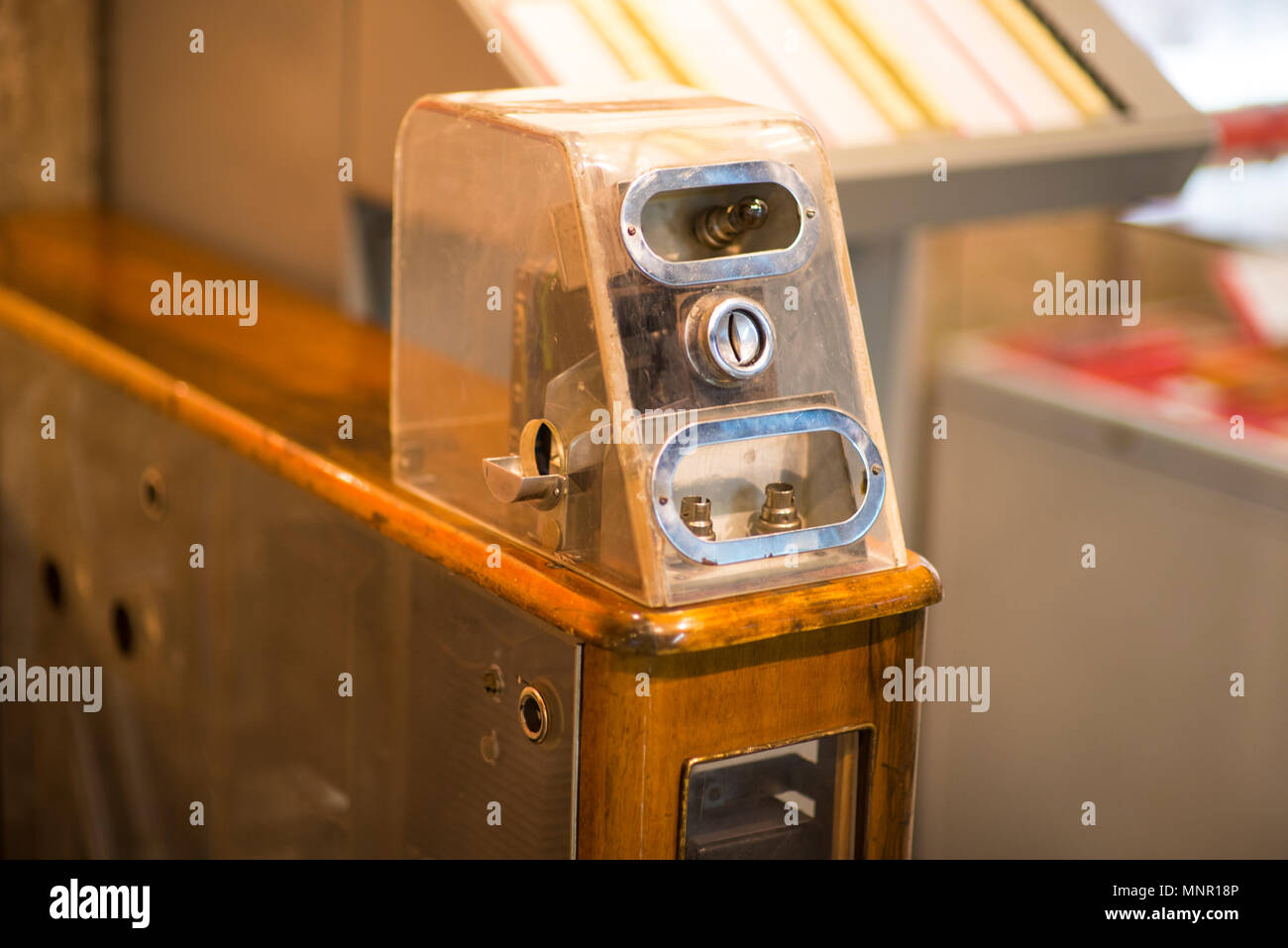 Vinatgae Closed entrance turnstile with access denied red sign ...