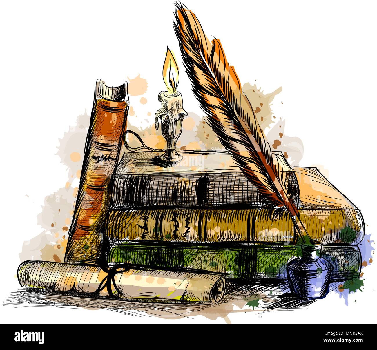 Book stack watercolor hi-res stock photography and images - Alamy