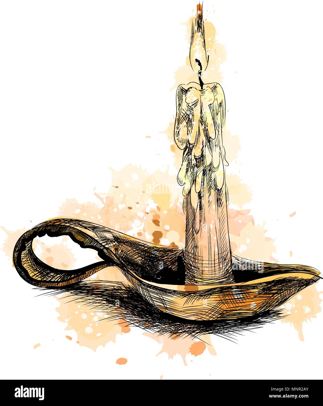 Christmas candle in night Stock Vector Images - Alamy